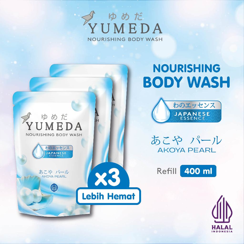Jual YUMEDA Nourishing Body Wash Akoya Pearl Pouch 400mL (3 pcs ...
