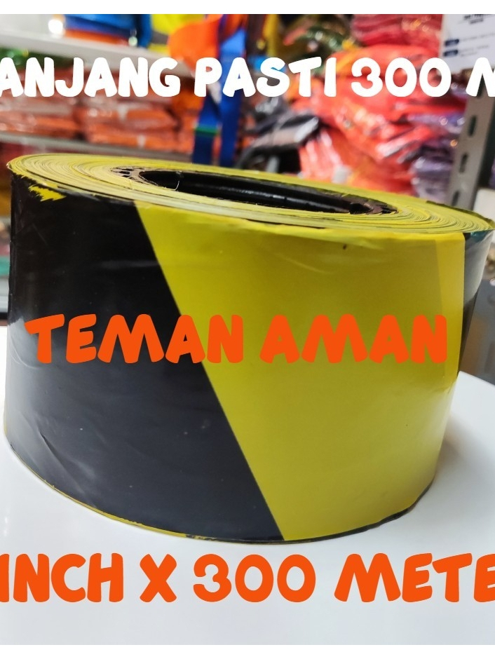 Jual POLICE LINE TAPE 3 " INCH X 300 METER KUNING HITAM 3" 3Inch TANPA ...