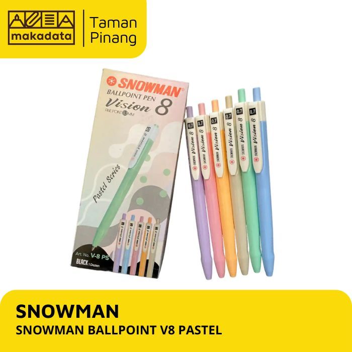 Jual SNOWMAN BALLPOINT V8 PASTEL HITAM (1 PACK) | Shopee Indonesia
