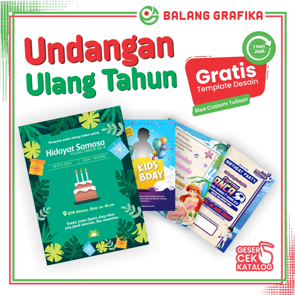 Jual Undangan Ulang Tahun Birthday Card Ultah Anak Tema Karakter Balang ...