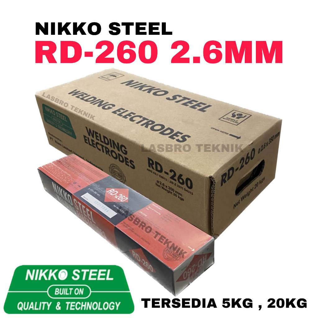 Jual Kawat Las RD-260 2.6mm E6013 NIKKO STEEL 6013 RD260 2,6mm tersedia kemasan 1kg 20kg ...