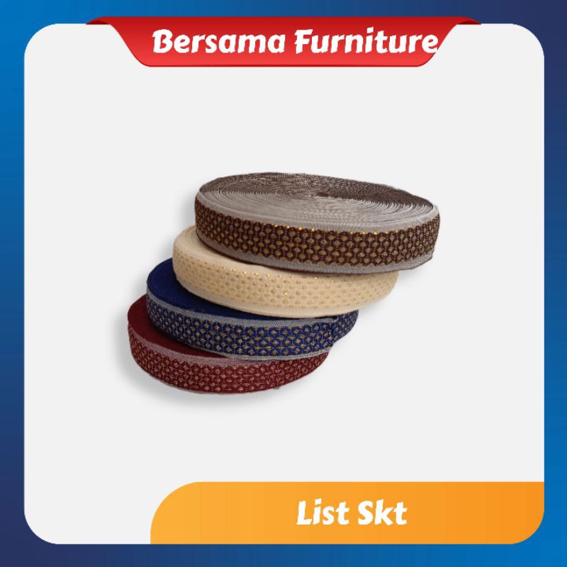 Jual Tali webbing/bisban/list springbed/webbing motif kotak gold/Lis ...