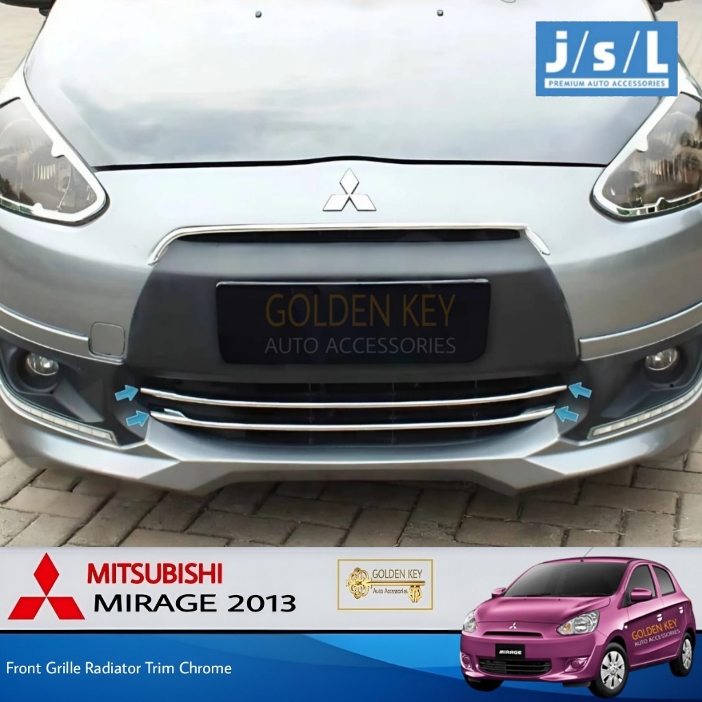 Jual JSL List Grill Radiator Mirage 2013 Front Grille Radiator Trim ...