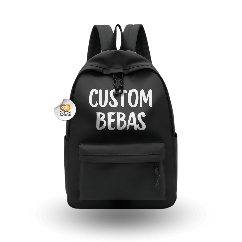 Jual Tas Ransel Hitam Bisa Custom nama/logo Tas Backpack custom Pria ...