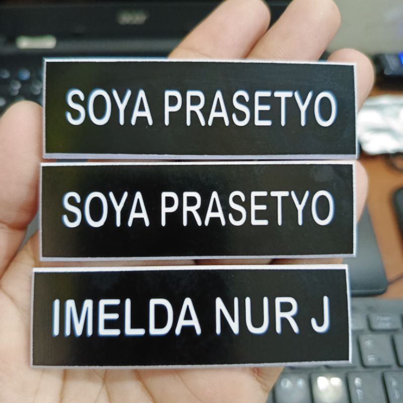 Jual Name Tag Custom Standar TNI POLRI Papan Nama Grafir / Ukir Bahan Gravo ukuran 8X2.5 cm ...