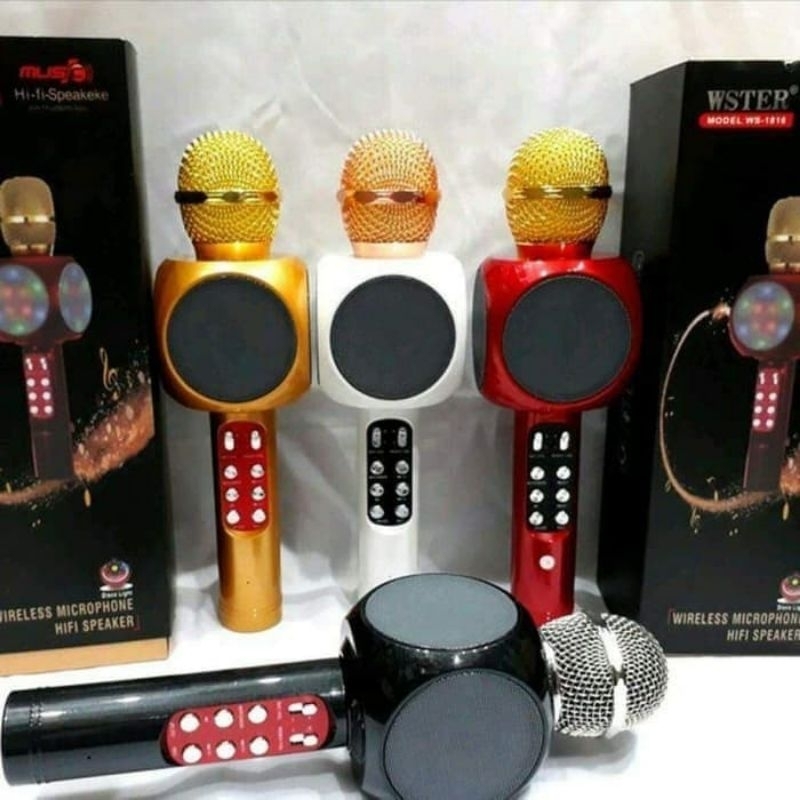 Jual MIC BLUETOOTH WS 1816/SPEAKER WIRELESS MIC SMULE WS 1816 DISCO/MIC KARAOKE WS 1816 ...