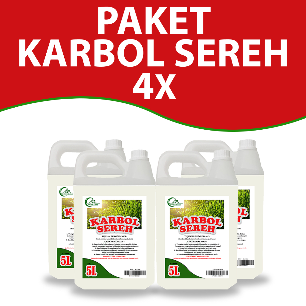 Jual Paket 4 Jerigen Pembersih Lantai Karbol Sereh 5Liter Anti Bakteri ...
