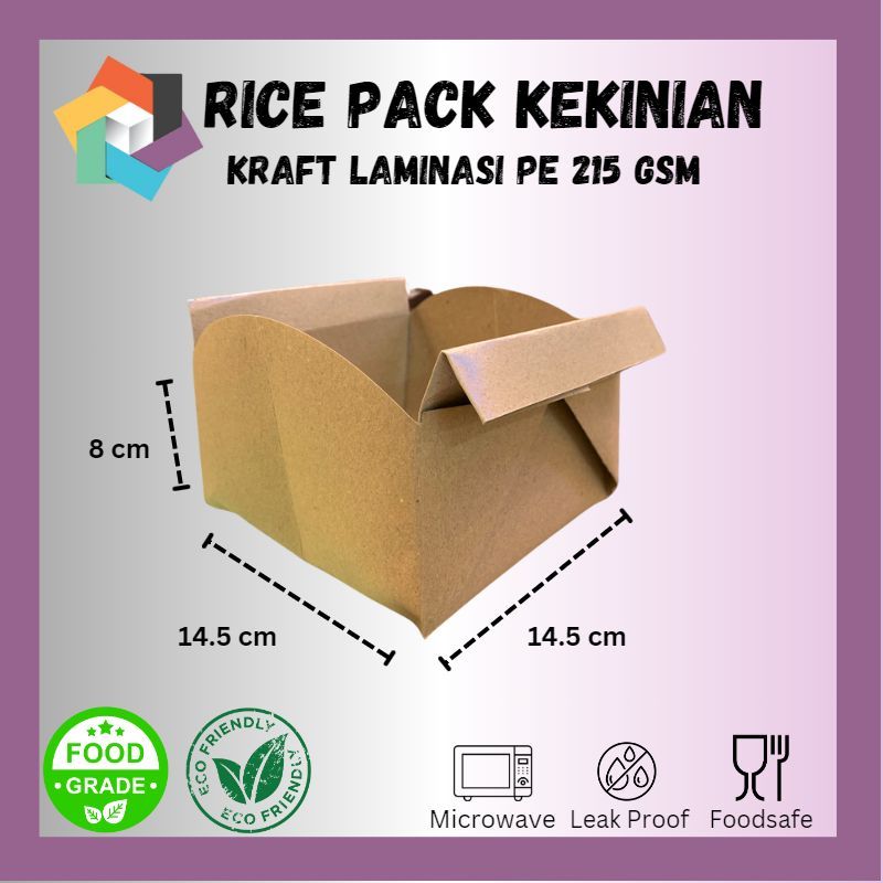 Jual Rice Pack Kekinian/Kertas Bungkus Nasi tanpa lem bahan Kraft ...