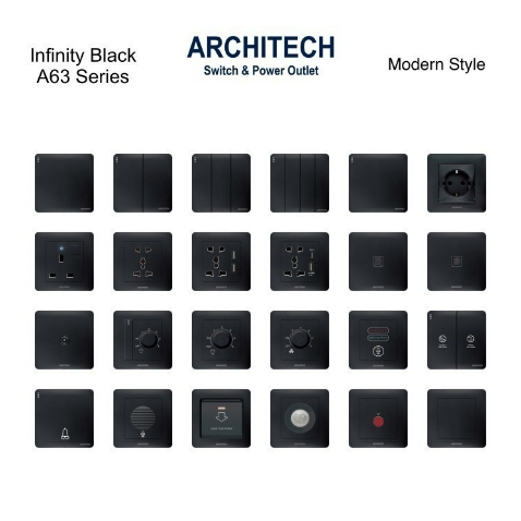 Jual ARCHITECH Saklar Stop Kontak Dinding INFINITY A63 Black Series 2.1 | Shopee Indonesia