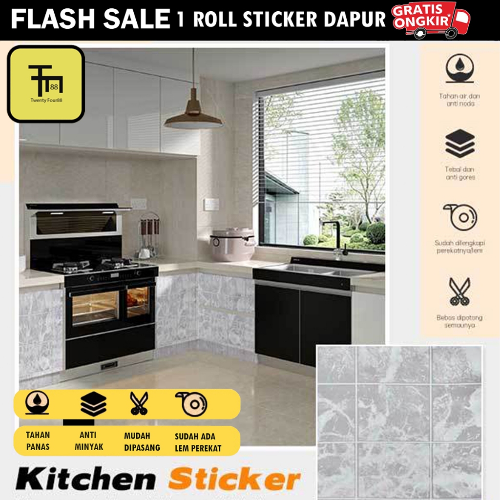 Jual Wallpaper Sticker Dapur 60cm X 3meter Meja Dinding Lemari Anti ...