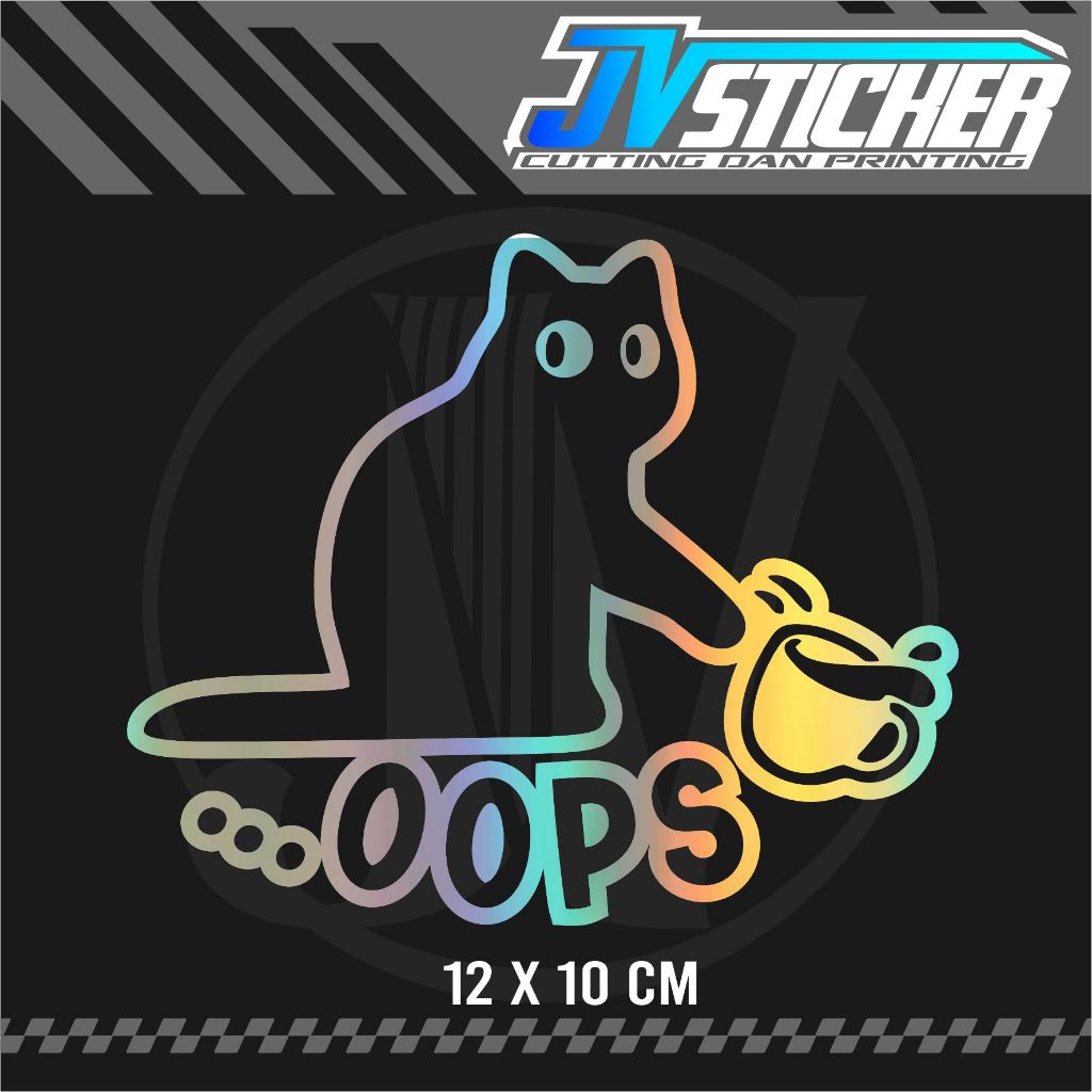 Jual stiker kuning lucu cutting sticker motor cat cute oops murah viral ...