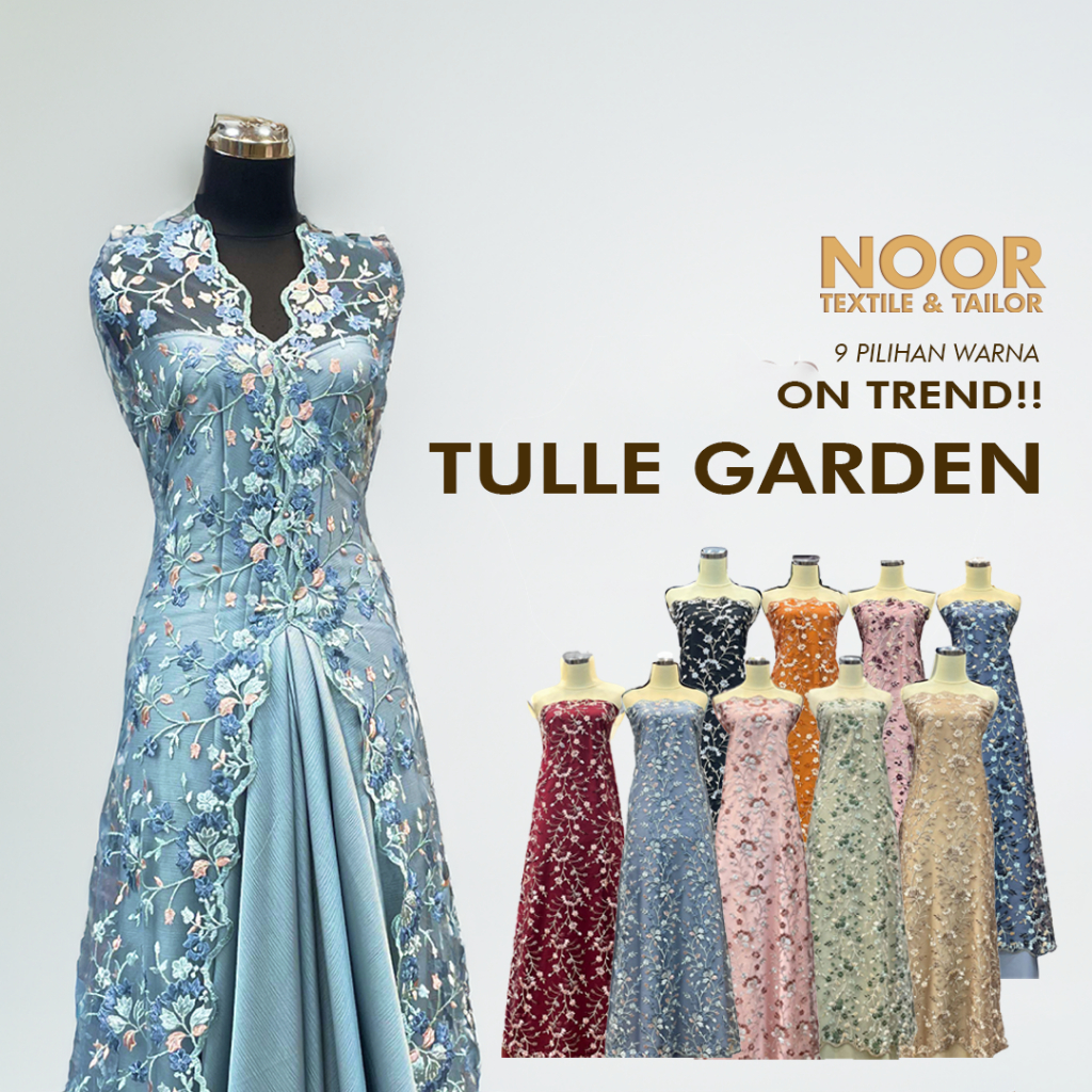 Jual Tulle Two Tone Garden NEW | Tulle Bordir | Tulle Kebaya Kutu Baru ...