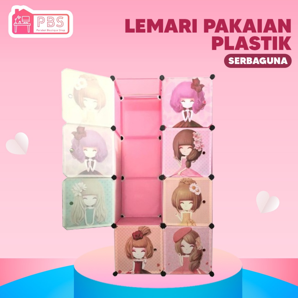 Jual PERABOT Lemari Pakaian Plastik Rak Susun Serbaguna Lemari Baju 8 ...