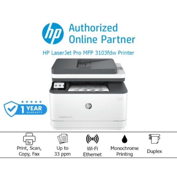 Jual HP Printer Laser HP 3103 FDW Mono AIO Fax Duplex Wifi Multifungsi ...
