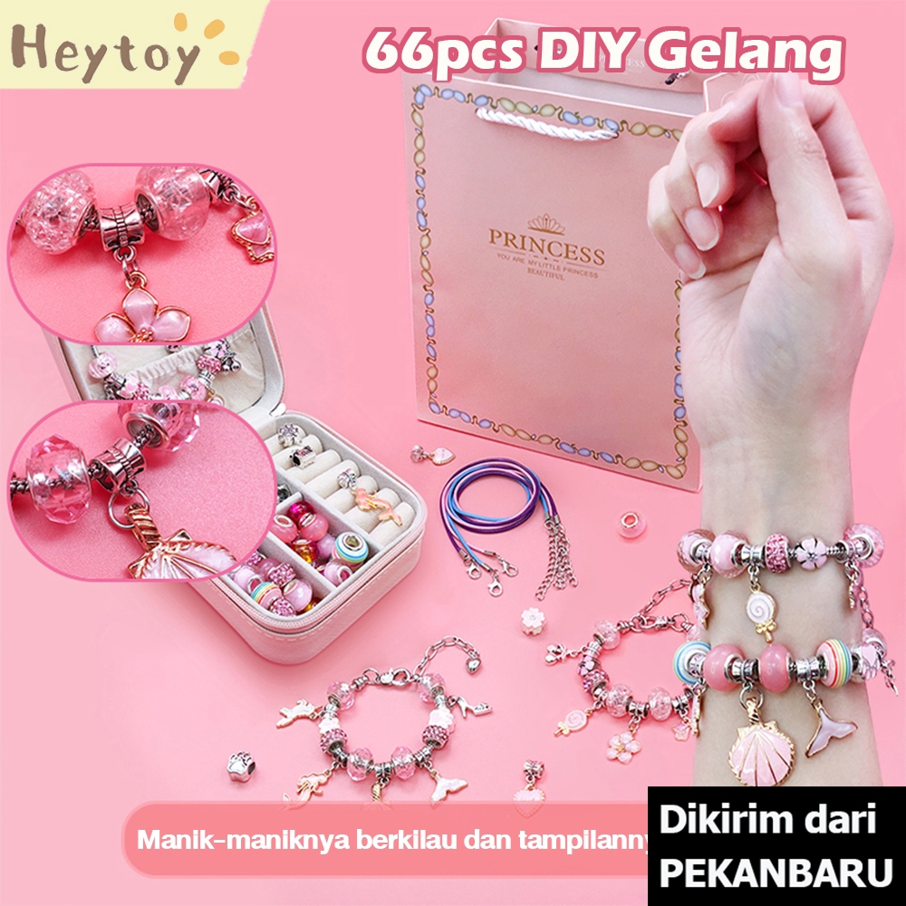 Jual 66pcs DIY Gelang Anak DIY Kalung Manik Manik Set Mainan Gelang ...