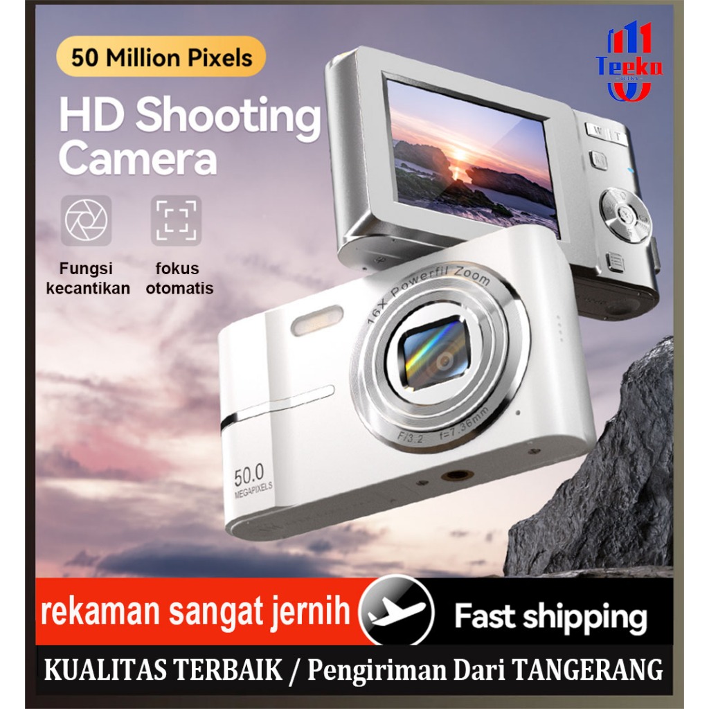 Jual 【Dengan Kartu 64GB】TEEKA Camera Digital 50/64MP 16/18X Digital ...