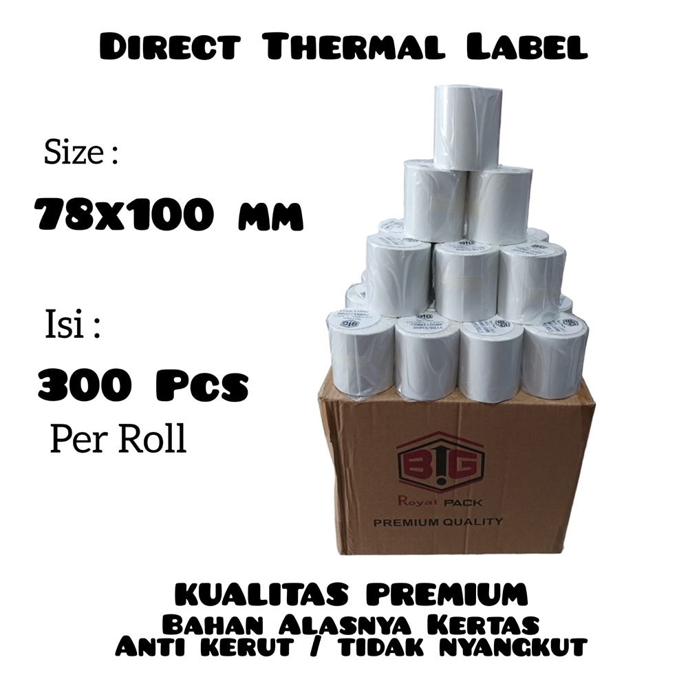 Jual LABEL THERMAL 78x100 KERTAS STICKER BARCODE 78 x 100mm / Label ...