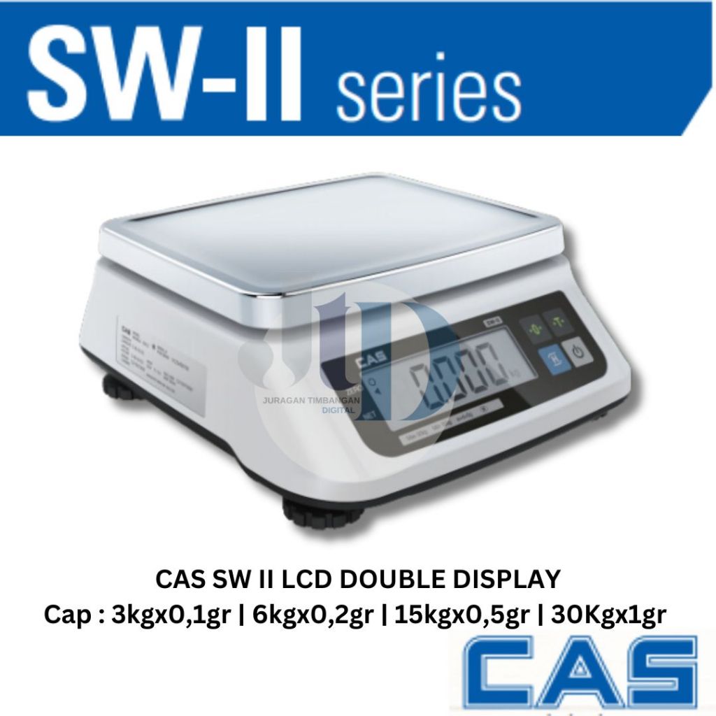 Jual Timbangan Dapur Digital CAS SW II Double Display LCD Cap 3Kg -30Kg Juragan Timbangan ...