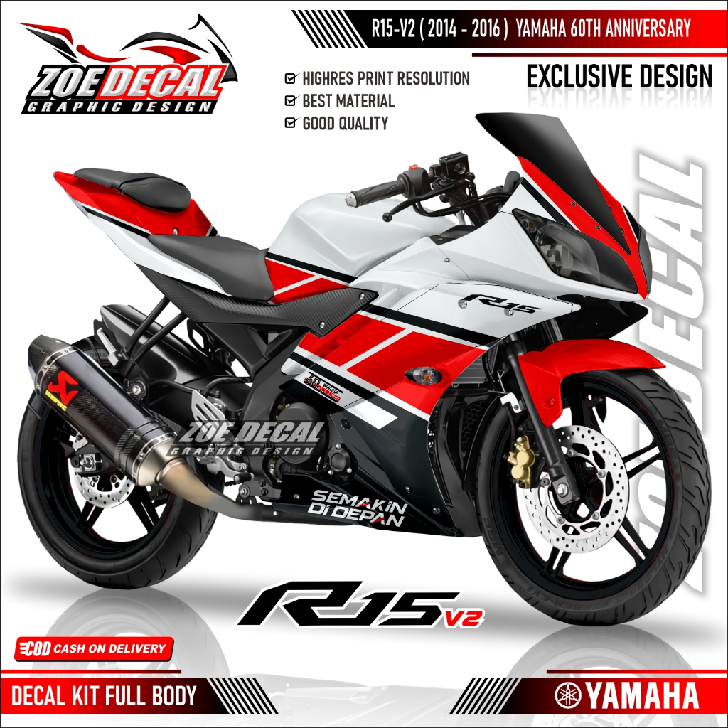 Jual Terbaru Decal Stiker FULL BODY Yamaha R15 V2 Livery YAMAHA 60th ...