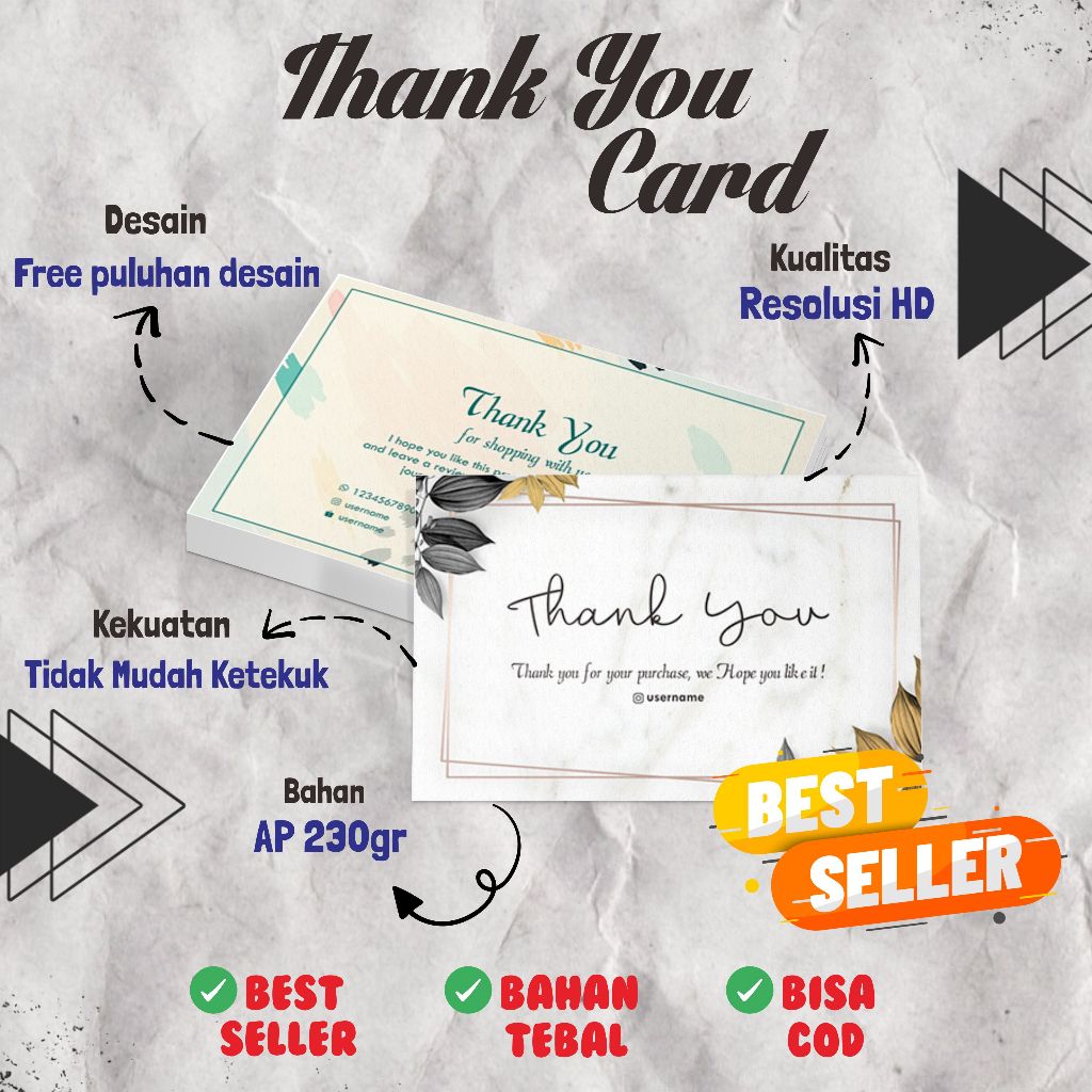 Jual [BEST PRICE] Cetak Thank You Card Olshop / Kartu ucapan terimakasih/Kartu ucapan custom ...