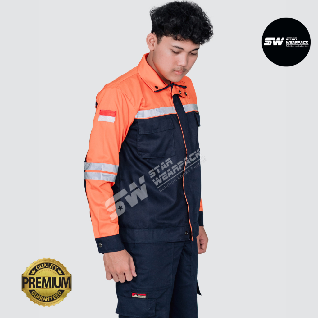 Jual Wearpack Atasan Semi Jaket Warna Dongker Kombinasi Oren - Star ...