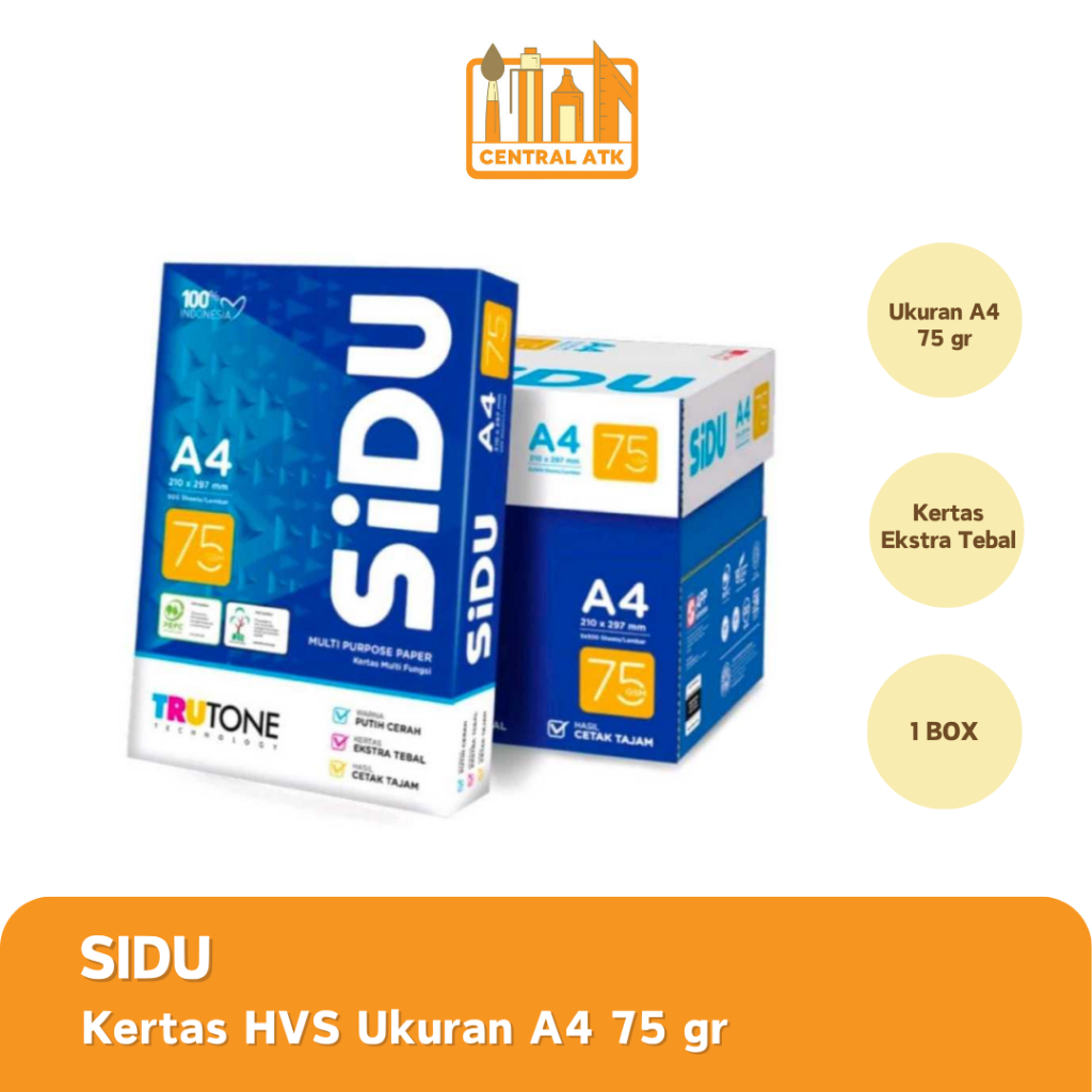 Jual KERTAS HVS / PRINT / FOTOCOPY SIDU A4 75 GRAM (1 BOX) | Shopee Indonesia