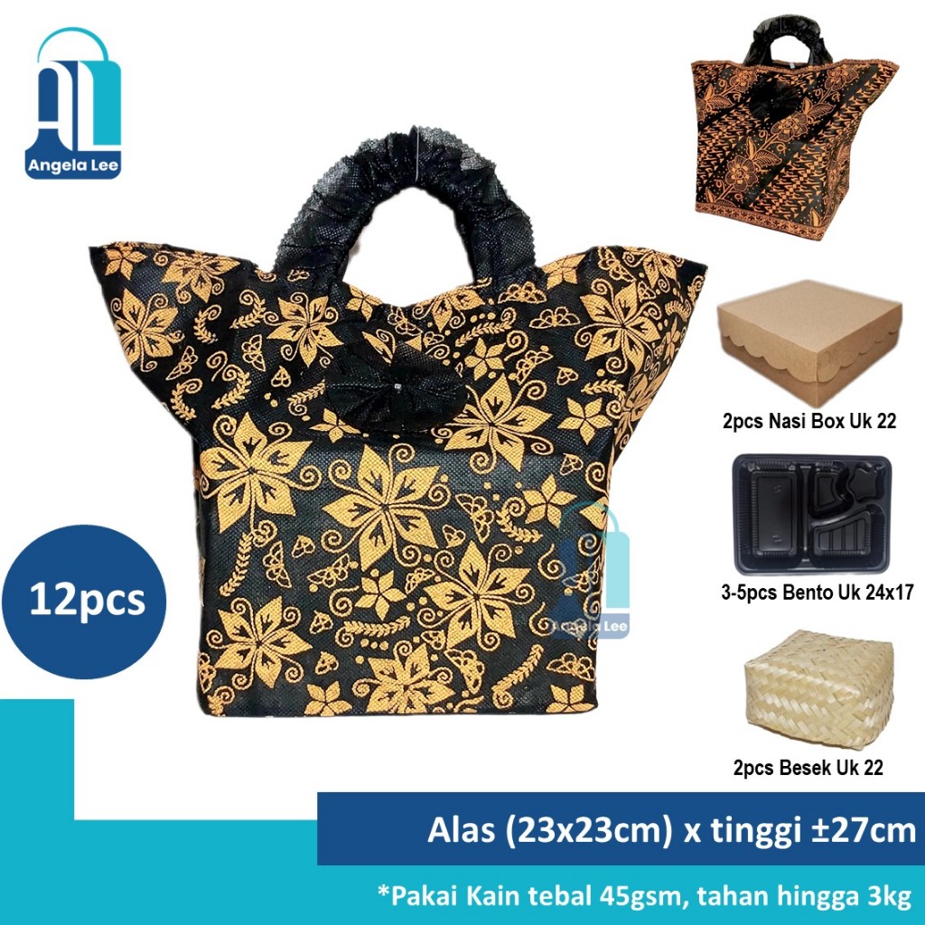 Jual 12pcs Tas Kain Spunbond Pita u 2dus 22x22 Hajatan Syukuran Batik ...