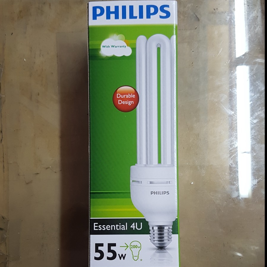 Jual PHILIPS LAMPU ESSENTIAL JUMBO 55W E27 PUTIH / BOHLAM LILIN / PLC / JARI HEMAT ENERGI 55 ...