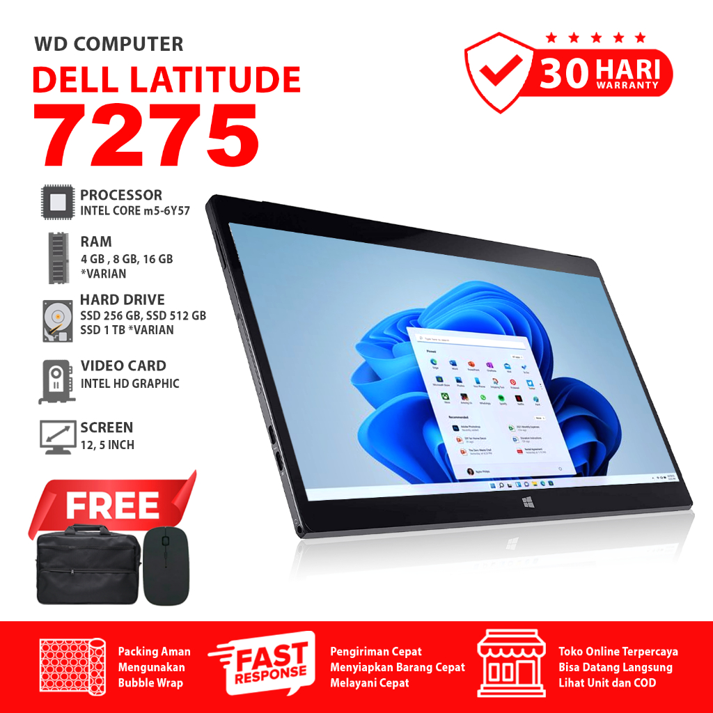 Jual Dell Latitude 7275 2 in 1 Tablet Touchscreen I Core M5-6Y57 I Ram ...