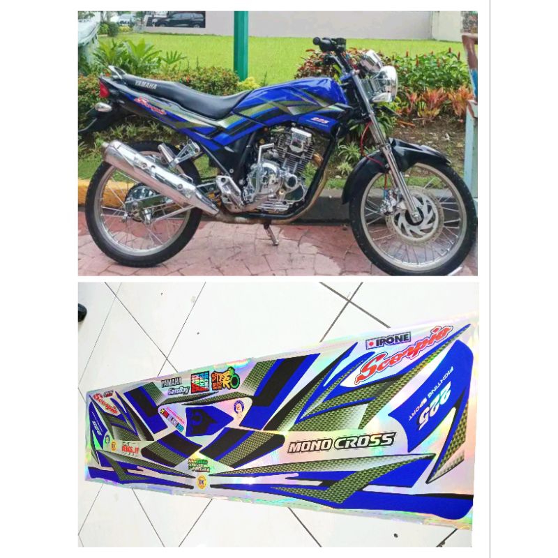 Jual stiker striping Scorpio steko biru hitam | Shopee Indonesia