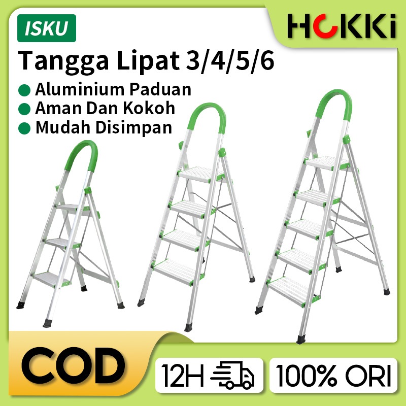 Jual ISKU Tangga Lipat Multifungsi Rumah Aluminium 3/4/5/6 Step Tangga ...