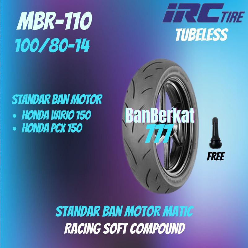 Jual Ban Motor Matic IRC MBR-110 Soft Compound 100 80 Ring14 Tubeless ...