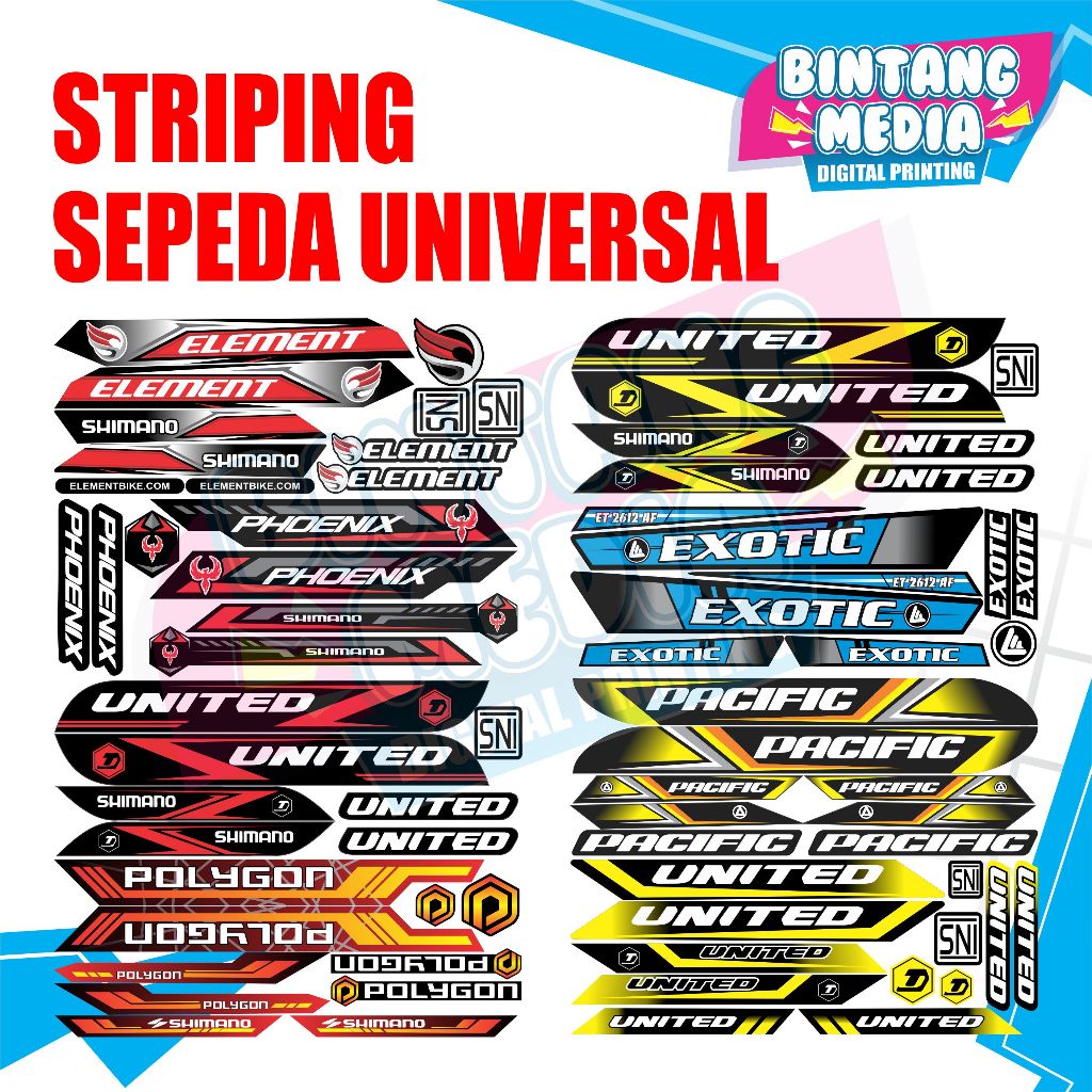Jual stiker Striping decal sepeda custom Polygon, United, Pacific ...