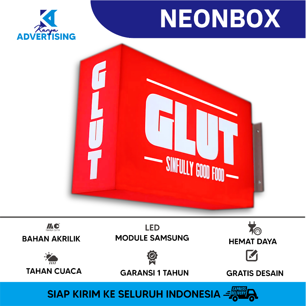 Jual Neonbox Kotak Persegi Custom Bebas Desain Warna Gambar Bahan Full ...