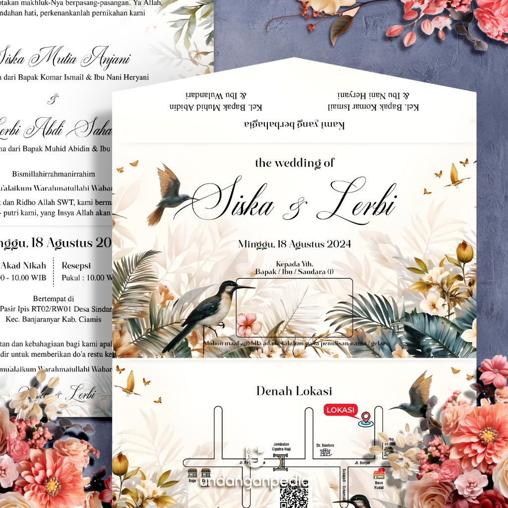 Jual Undangan Pernikahan Semi Amplop. Tema Tropis. Bahan Laminating ...