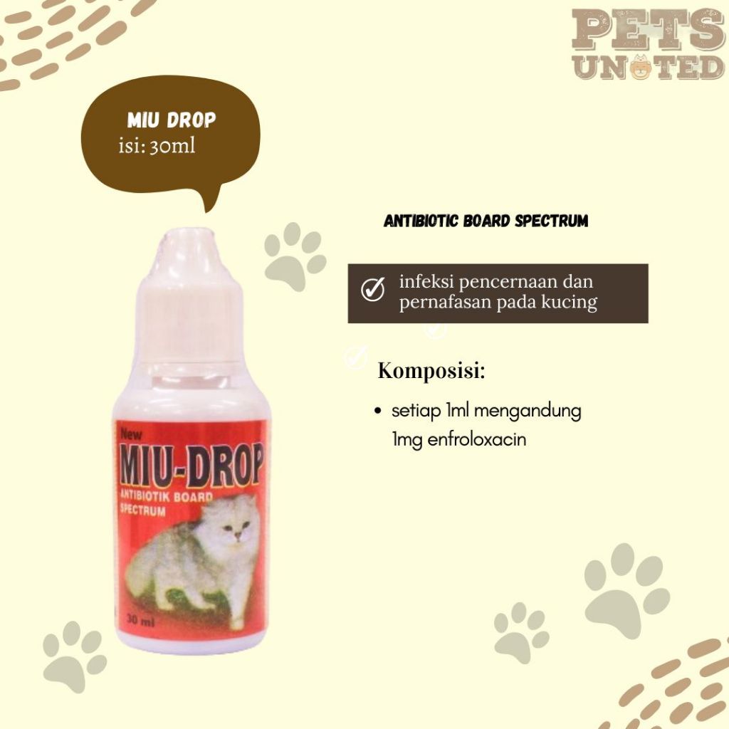 Jual Tamasindo Miu Drop Cat 30ml Antibiotic Kucing Untuk Pernafasan dan ...