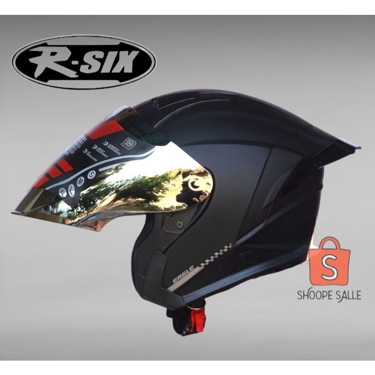 Jual HELM R-SIX EAGLE SOLID-HELM HALF FACE SNI-HELM MOTOR (PAKET ...