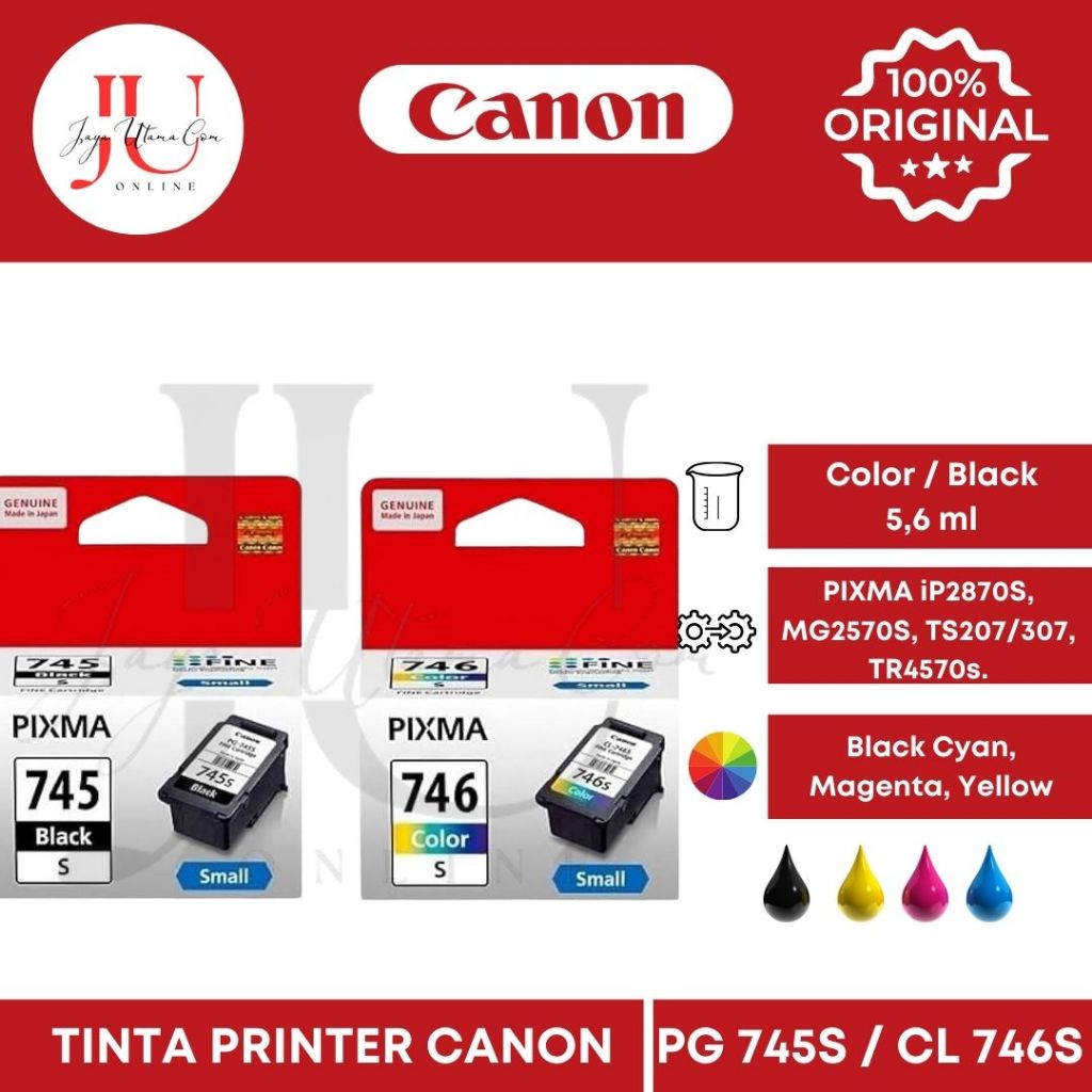 Jual Tinta Canon CL 746s Color Small / PG 745s Black Small Tinta ...