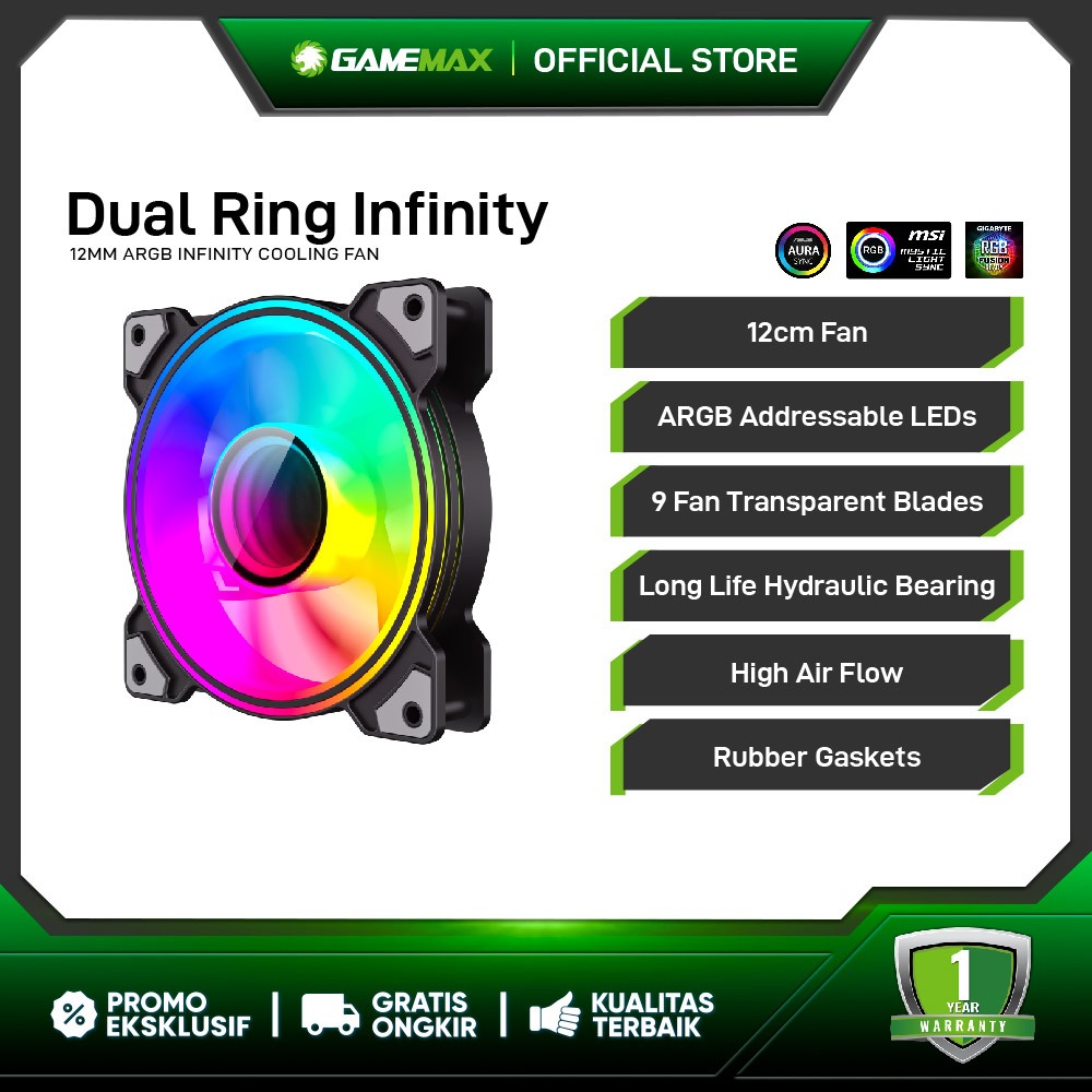 Jual GameMax Dual-Ring-Infinity ARGB Cooling Fan | Shopee Indonesia