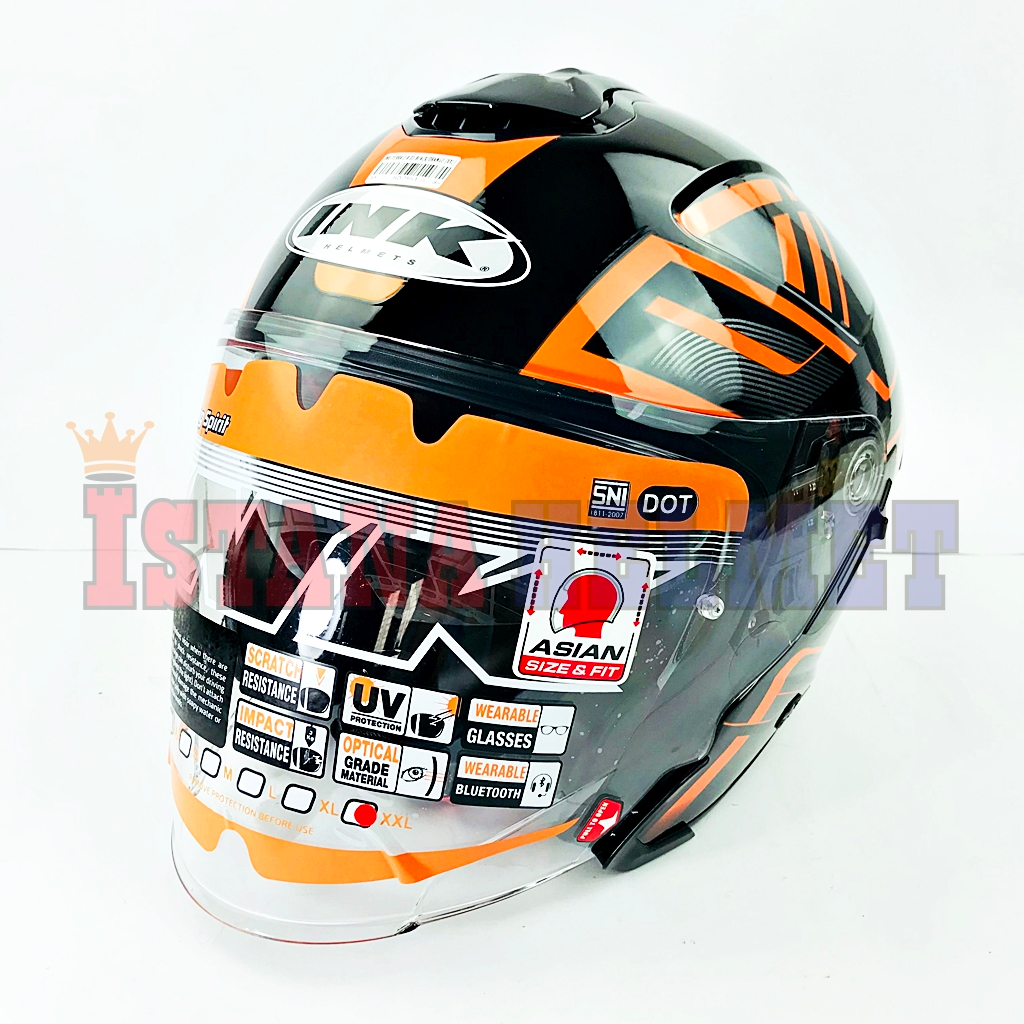 Jual HELM INK TERRA 2 GRAPHIC #1 BLACK-ORANGE | Shopee Indonesia