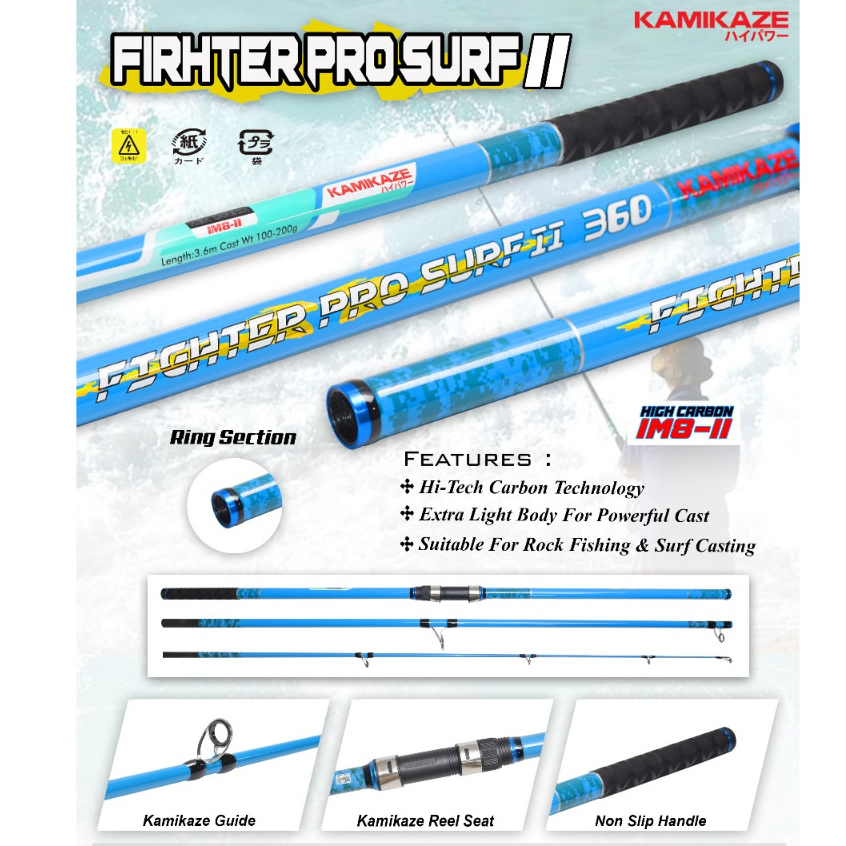 Jual Joran Pancing KAMIKAZE FIGHTER PRO SURF II 360 390 420 450 | Joran ...