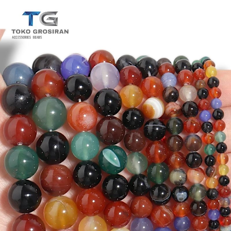 Jual COD Batu Alam Bulat Mix Color 4mm 6mm 8mm 10mm | Shopee Indonesia