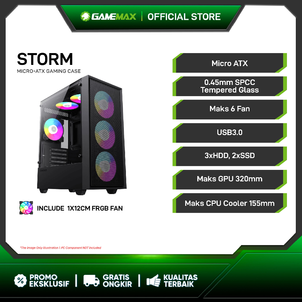 Jual Casing PC Gamemax Storm Micro-ATX Gaming Case | Shopee Indonesia