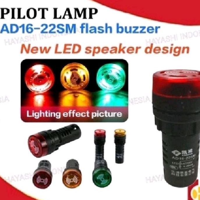 Jual pilot lamp flash buzzer alrm AD16-22SM new speaker design | Shopee ...