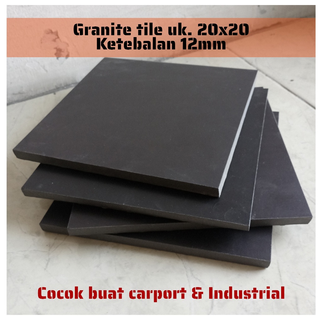 Jual Granit lantai 20x20 Hitam Polos Matt Tebal 12mm Original Granite ...