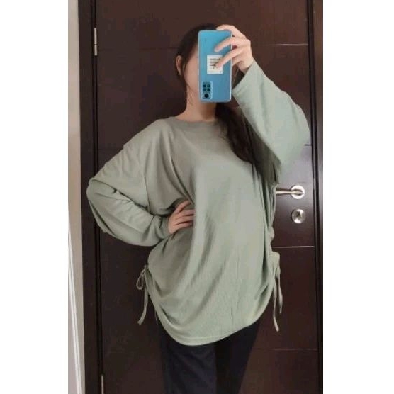 Jual FL / LP / Blouse Lengan Panjang Serut Kiri Kanan PREMIUM KNIT RIB / Knitwear LD 130-160 Cm ...