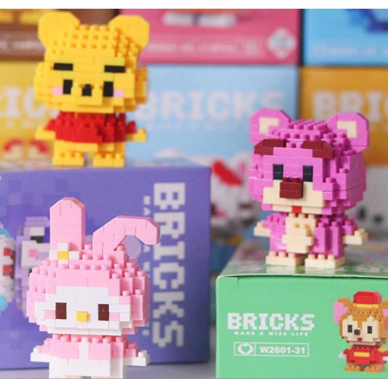 Jual BRICKS Mainan Balok Blok Cartoon Nano Block Puzzle DIY 3D Kartun Princess Sanrio | Shopee ...