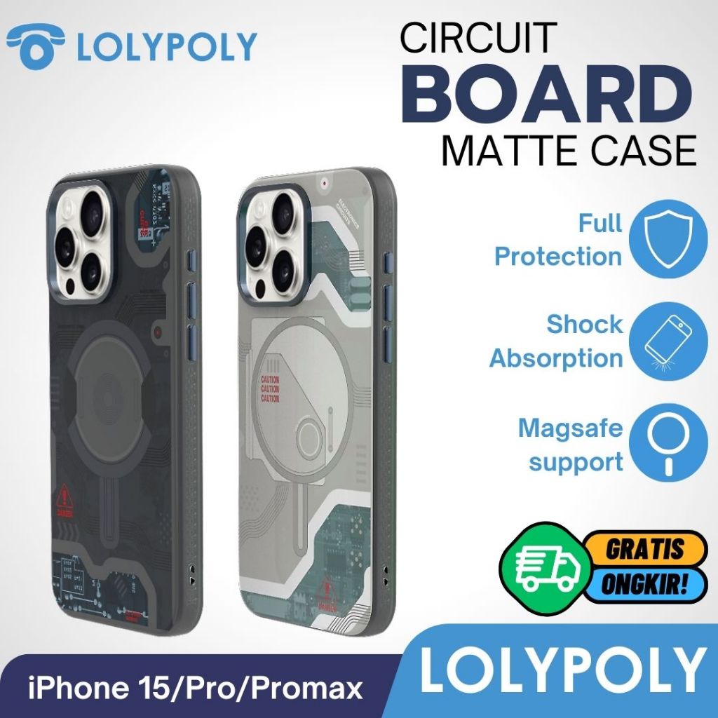 Jual LOLYPOLY Casing iPhone 15 Pro Max Desain Circuit Board Matte case ...