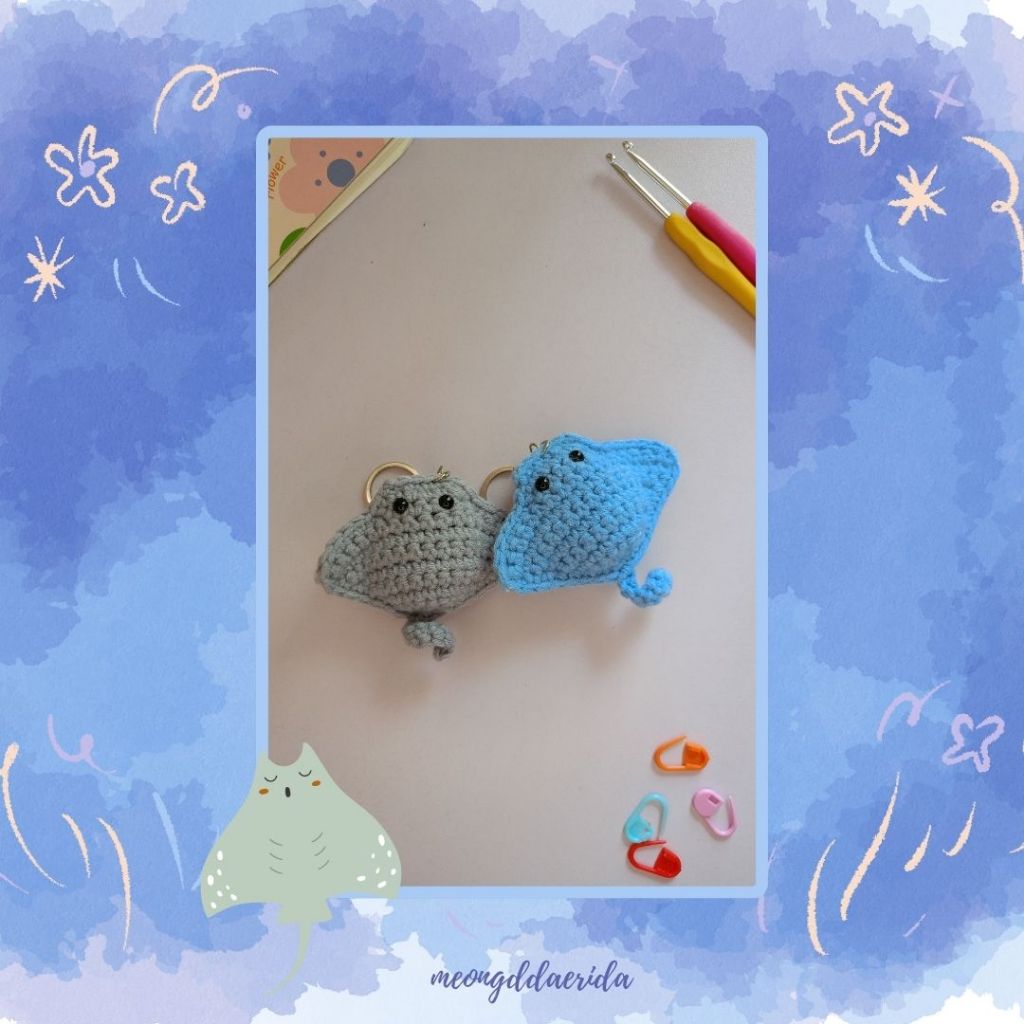 Jual Gantungan Kunci Ikan Pari | Amigurumi Stingray Keychain | Rajut ...