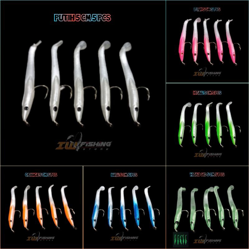 Jual Lure softlure 5 cm komplit dengan kail isi 5 biji killer bukan ...